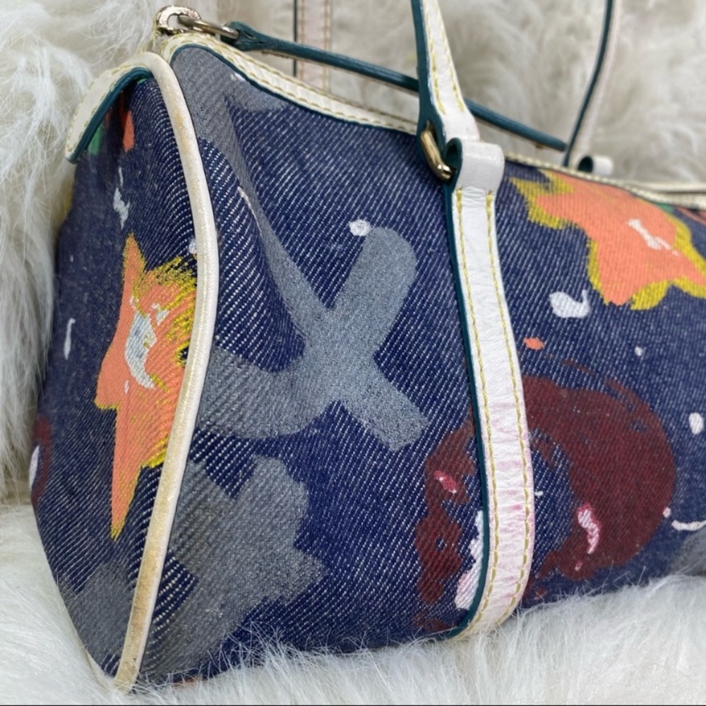 Dooney & Bourke Paint Splatter Denim Barrel Shoulder … - Gem